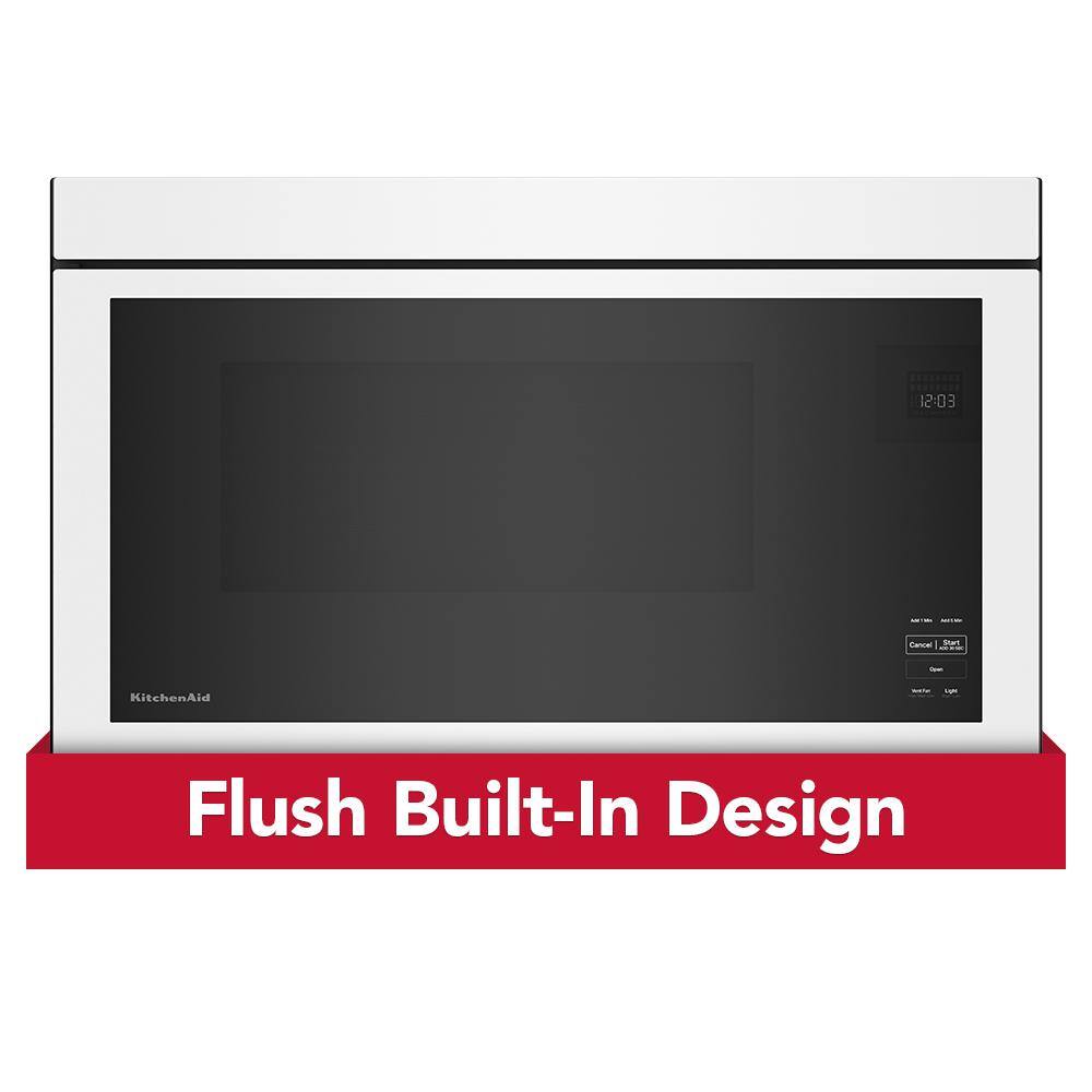 KitchenAid 30 in. W 1.1 cu. ft. White Flush Built-In 1000-Watt Over-the ...