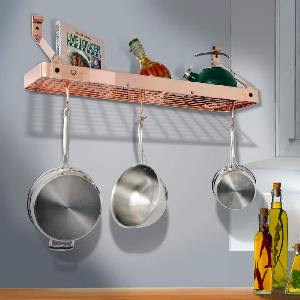 Enclume Handcrafted 36 in. Gourmet Bookshelf Wall Rack with 12-Hooks ...