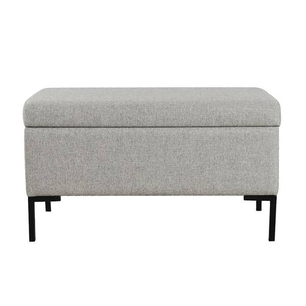 Homepop Medium Gray Woven Storage Bench with Metal Legs 17.5 in. H x 32 ...