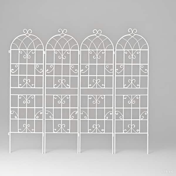 71 in. Metal Garden Trellis 4-Pack Rustproof White Trellis for Climbing ...