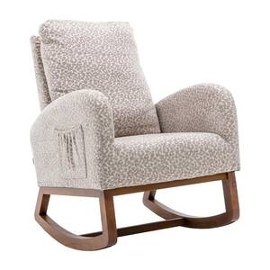 HOMEFUN Modern Upholstered Oyster Gray Fabric Padded Seat Rocking Chair ...