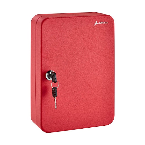 AdirOffice 48 Key Steel Secure Cabinet with Key Lock, Red (2 pack) 681 ...