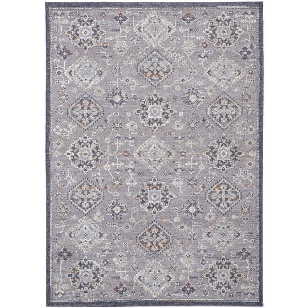 HomeRoots 2 X 8 Gray Floral Area Rug 2000513713 - The Home Depot