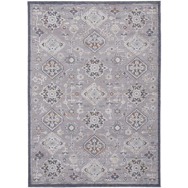 HomeRoots 2 X 8 Gray Floral Area Rug 2000513713 - The Home Depot