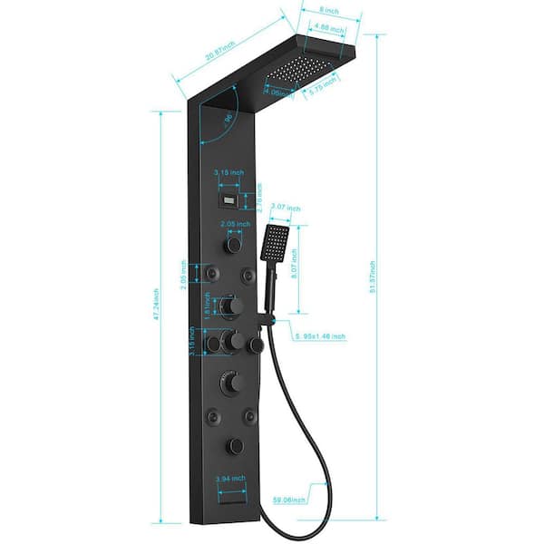 HOMEMYSTIQUE Dual 6-in-One 8-Jet Shower Panel Tower System with ...