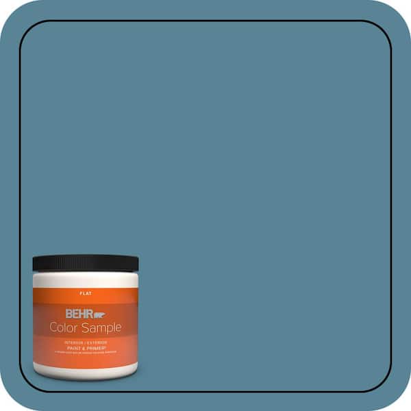 BEHR PREMIUM PLUS 8 oz. #S480-5 Blue Moon Bay Flat Interior/Exterior ...