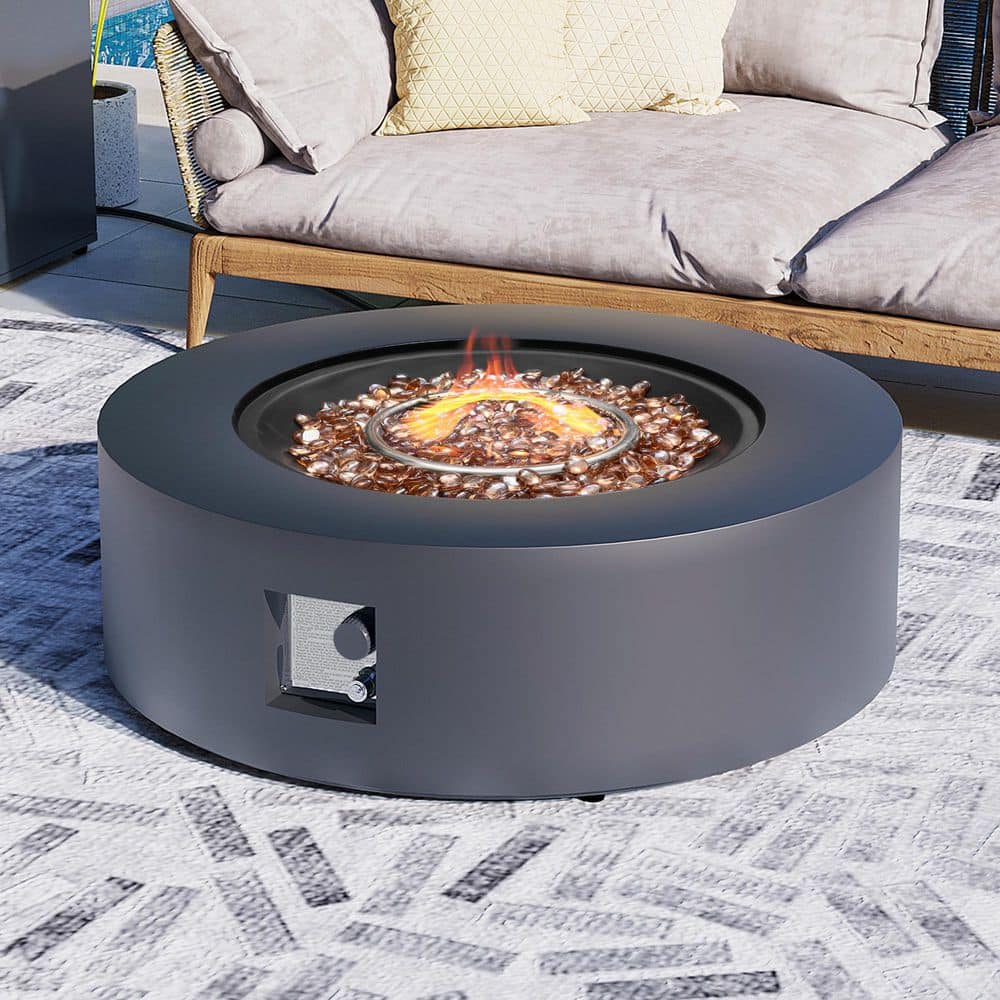 UPHA 11 lbs. Round Reflective Fire Pit Glass 2-Pack in Gold US1TP250507 ...