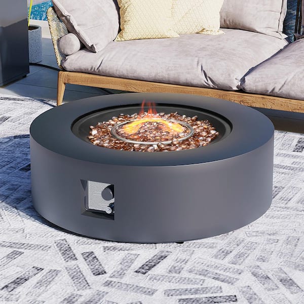 UPHA 11-pound Round Reflective Fire Pit Glass Two-Pack in Blue ...