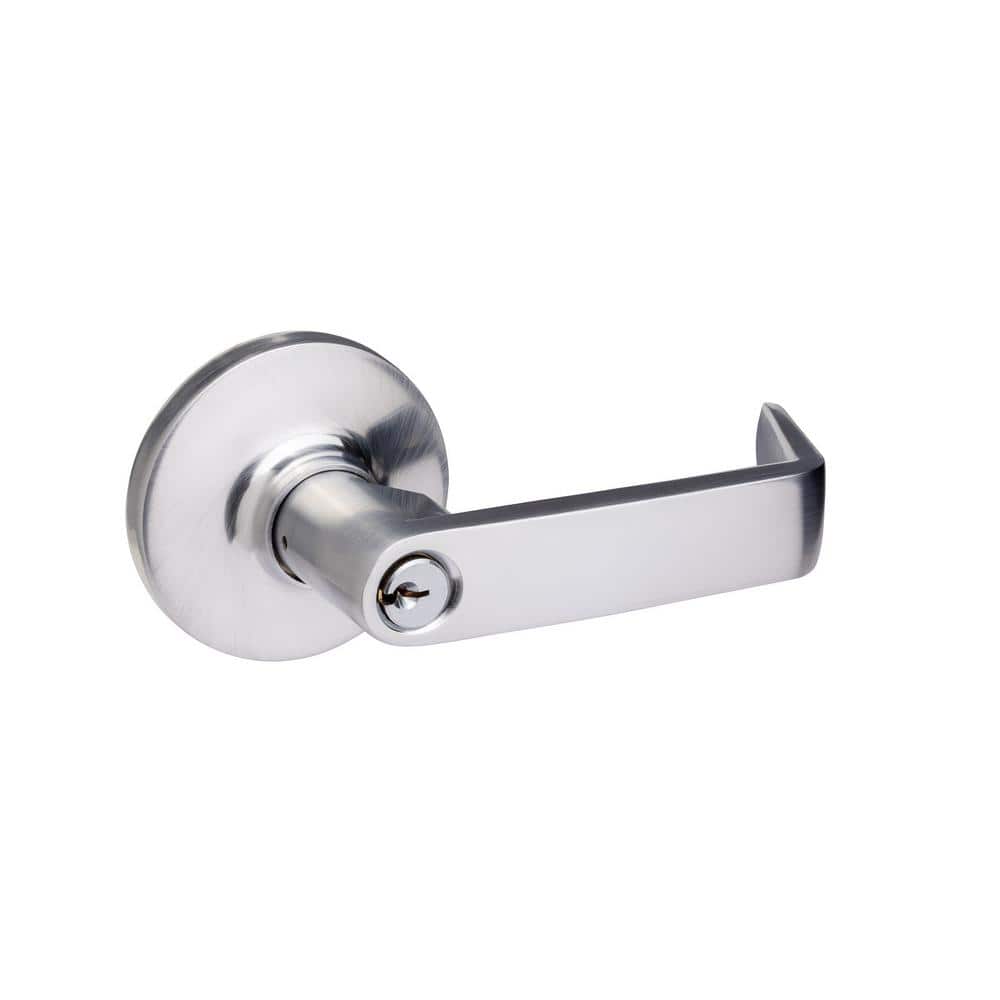 Taco Brushed Chrome Storeroom Lever Trim with Lock for Panic Exit ...
