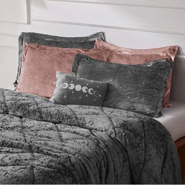 Gray velvet comforter store