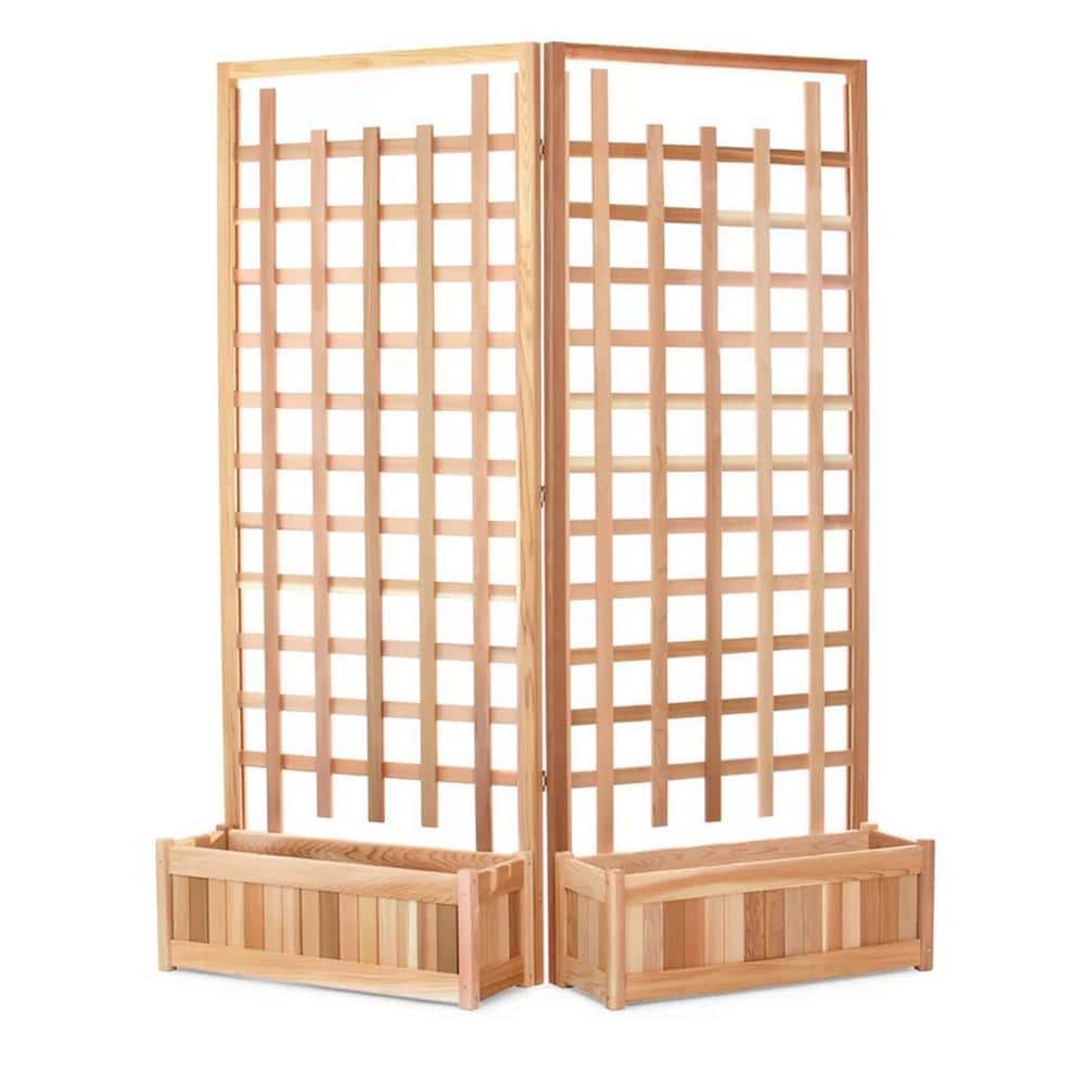 Ejoy 64 in. x 80 in. x 12 in. Solid Wood Garden Trellis with Planter ...