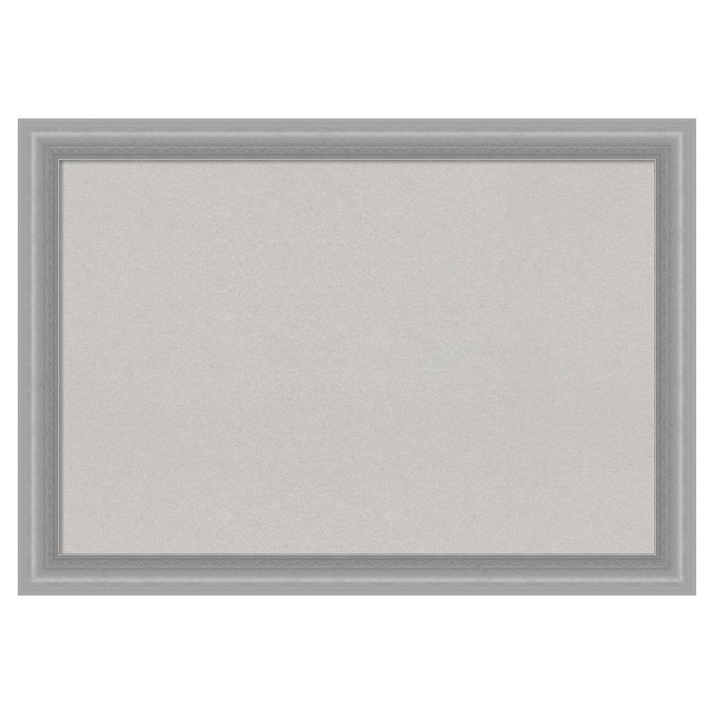 Amanti Art Peak Polished Nickel Narrow Framed Grey Corkboard 41 in. x ...