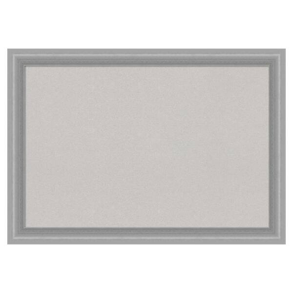 Amanti Art Peak Polished Nickel Narrow Framed Grey Corkboard 41 in. x ...