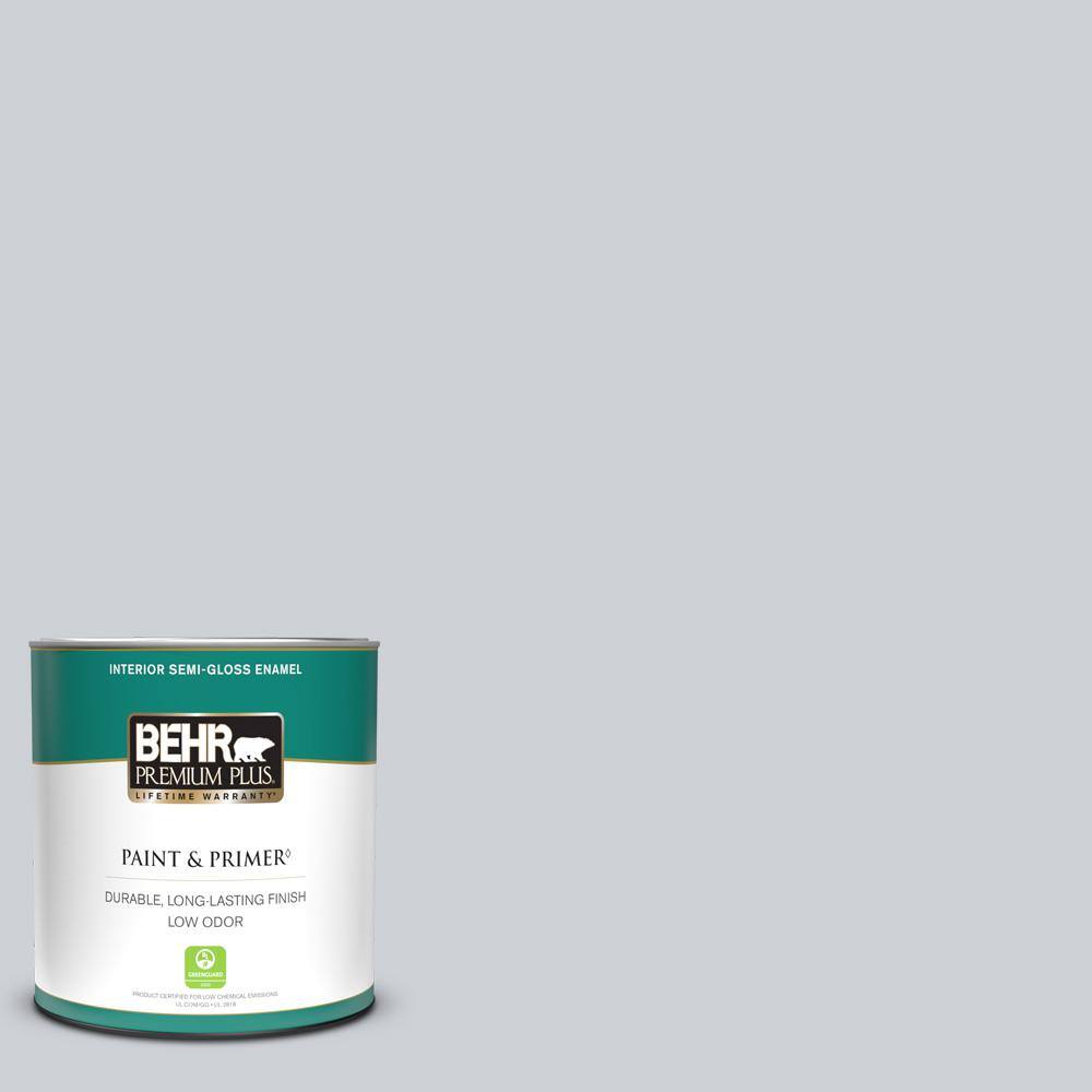 BEHR PREMIUM PLUS 1 qt. #MQ3-61 Moonlit Snow Semi-Gloss Enamel Low Odor ...