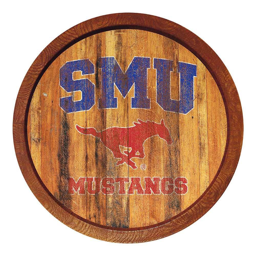 The Fan-Brand 20 in. SMU Mustangs Weathered "Faux" Barrel Plastic ...