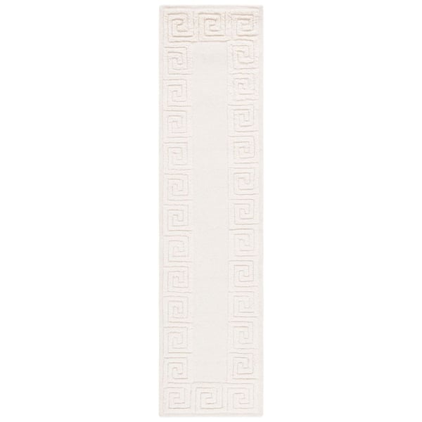 SAFAVIEH Metro 2 ft. x 9 ft. Ivory Meander Border Runner Rug MET276A-28 ...
