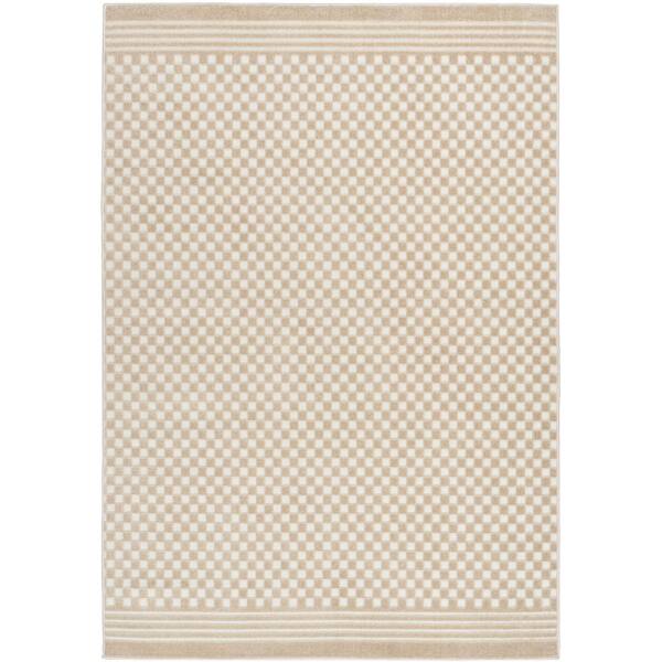 Nourison Casual Beige 4 ft. x 6 ft. Checker Contemporary Area Rug ...