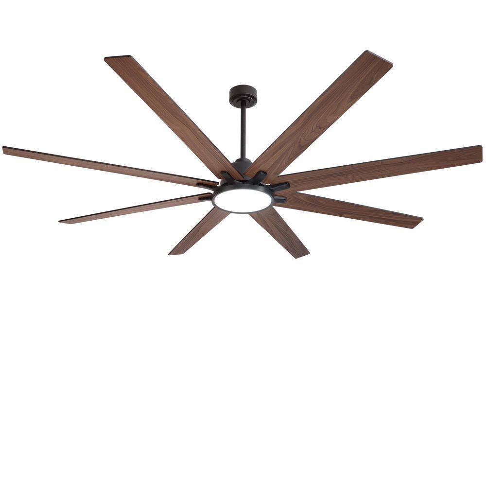LuminFan 7 ft. Indoor Black Downrod Mount Ceiling Fan with Integrated ...