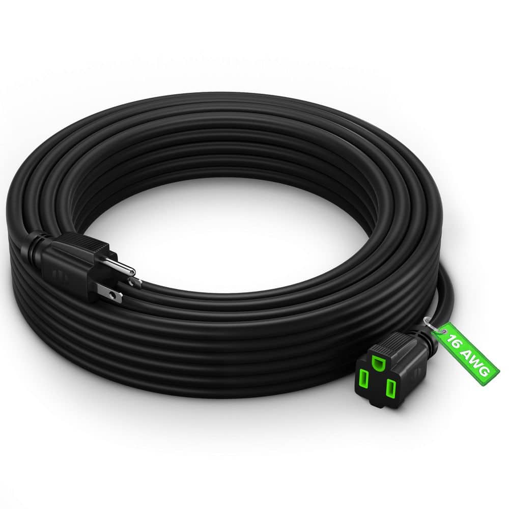 MAXIMM 20 ft. 16 / 3 Light Duty Indoor Extension Cord 13 Amps Black ...