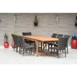 Amazonia Robinson 11-Piece Eucalyptus Extendable Rectangular Patio ...