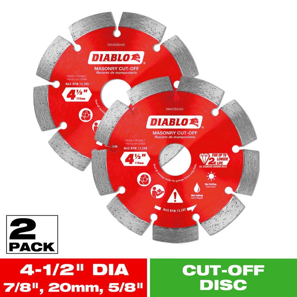 DIABLO 4-1/2 in. Segmented Rim Masonry Diamond Cut Off Blade Value Pack ...