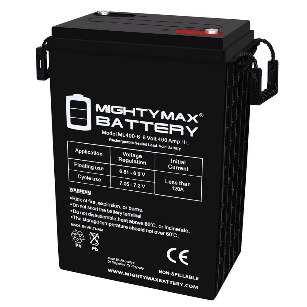 MIGHTY MAX BATTERY 6V, 400Ah, AGM, INT Terminal, Replacement Battery ...