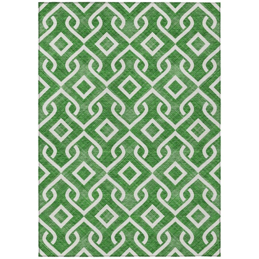 HomeRoots Emerald, Ivory 5 ft. x 8 ft. Woven Geometric Polyester ...