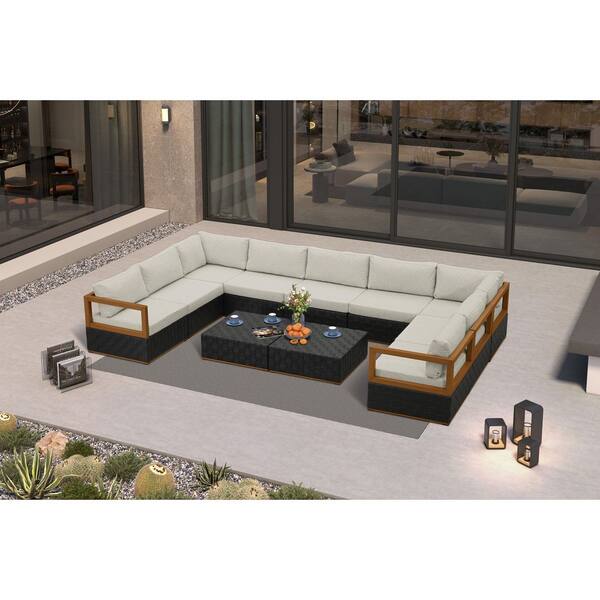 PURPLE LEAF 11-Pieces Patio Conversation Sets All Weather Outdoor Couch ...