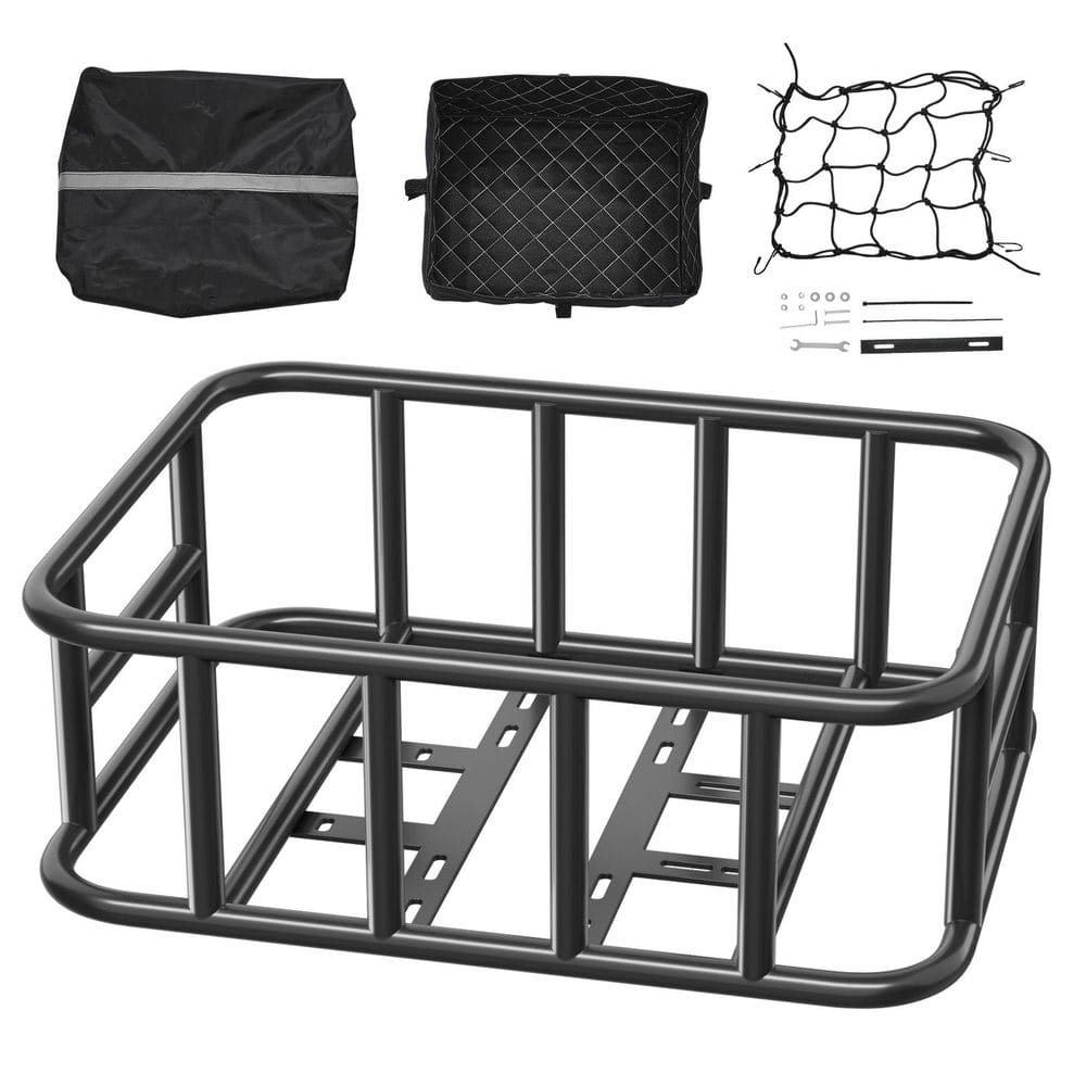 SKYSHALO Rear Bike Basket, Medium Bicycle Basket with Cargo Net, Heavy ...