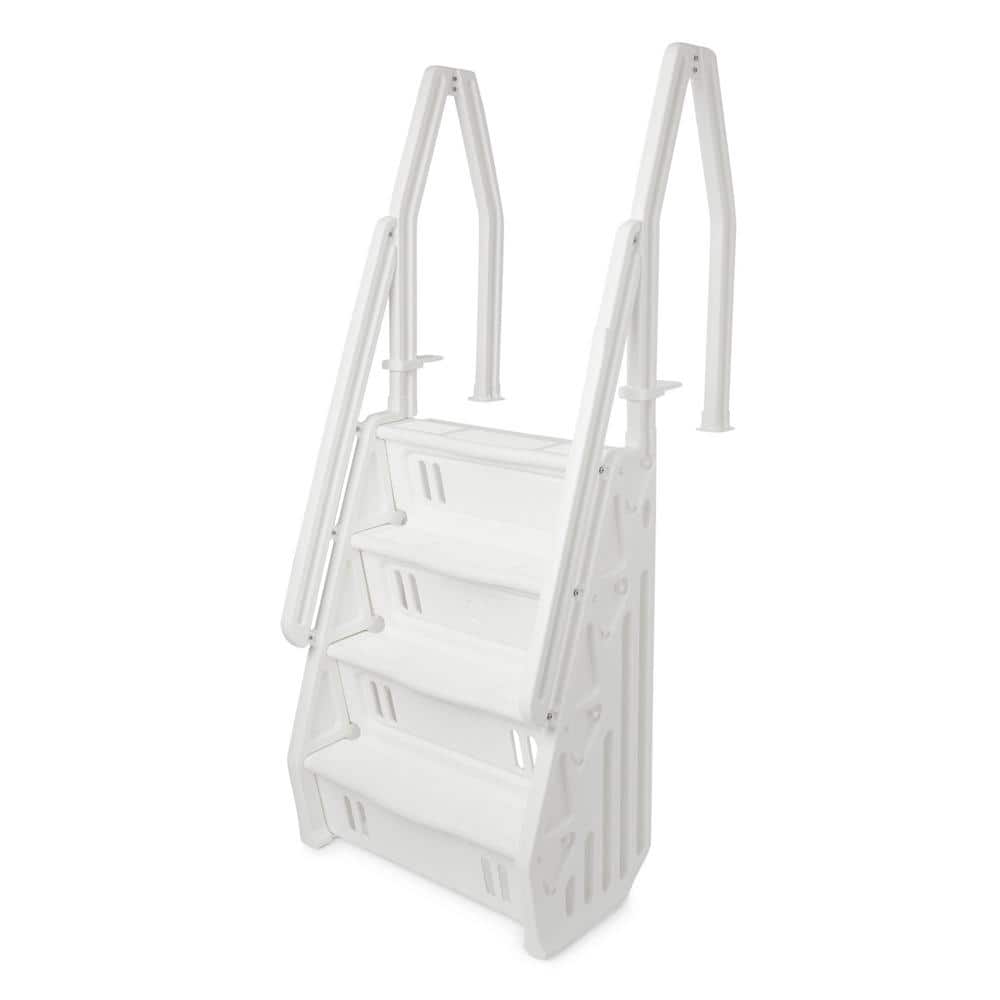 The Vinyl Works Deluxe 32 in. Adjustable In Step Ladder for Above ...