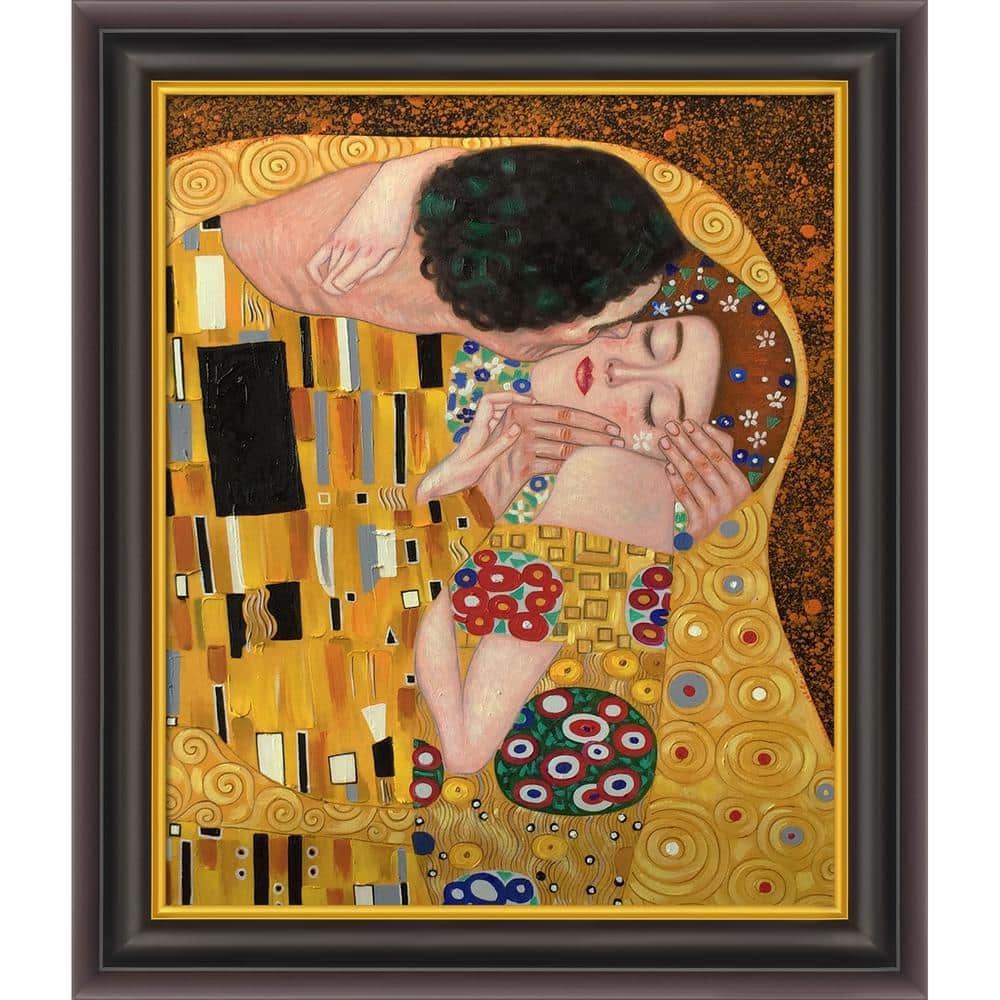 LA PASTICHE The Kiss by Gustav Klimt Opulent Framed Abstract Oil Painting Art Print 26 in. x 30 ...