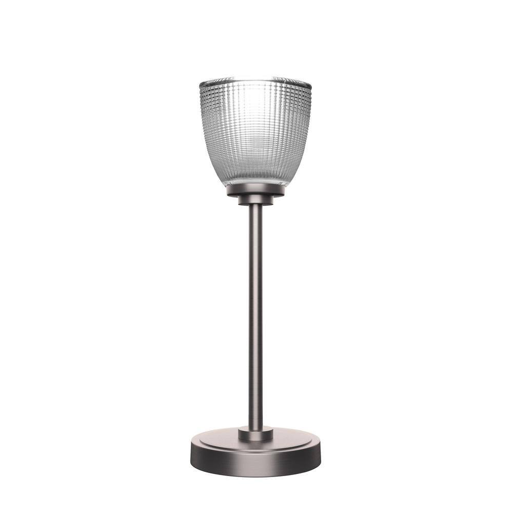 Lighting Theory Quincy 16.25 in. Graphite Accent Lamp with Clear Ribbed ...