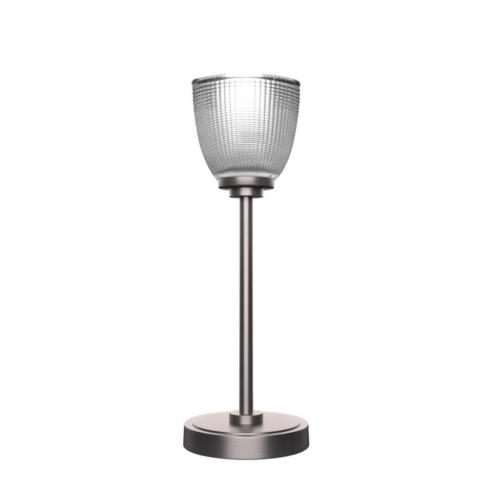 Quincy 16.25 in. Graphite Accent Lamp with Clear Ribbed Glass Shade ...