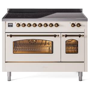ILVE Nostalgie 48 in. 6 Zone Freestanding Double Oven Induction Range ...