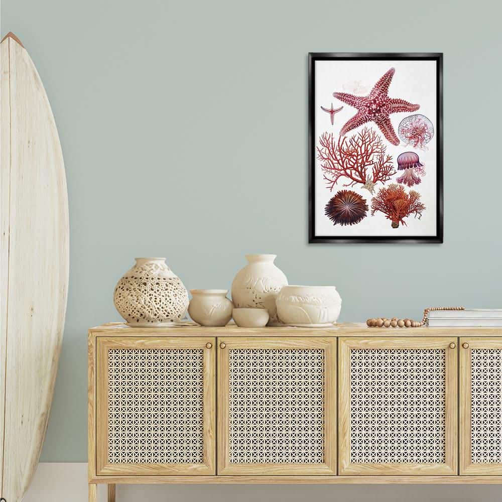 Stupell Industries Rosy Undersea Creatures by Ramona Murdock Black ...
