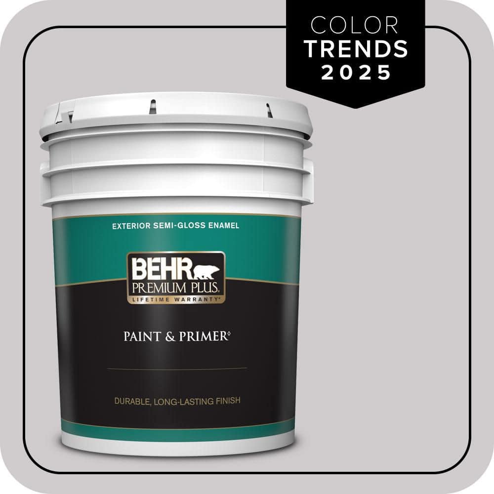 BEHR PREMIUM PLUS 5 gal. #MQ3-28 Rock Crystal Semi-Gloss Enamel ...