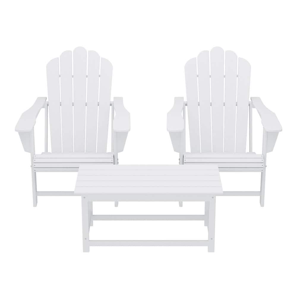 WESTIN OUTDOOR Aderson White 3-Piece All Weather Outdoor Patio HDPE ...