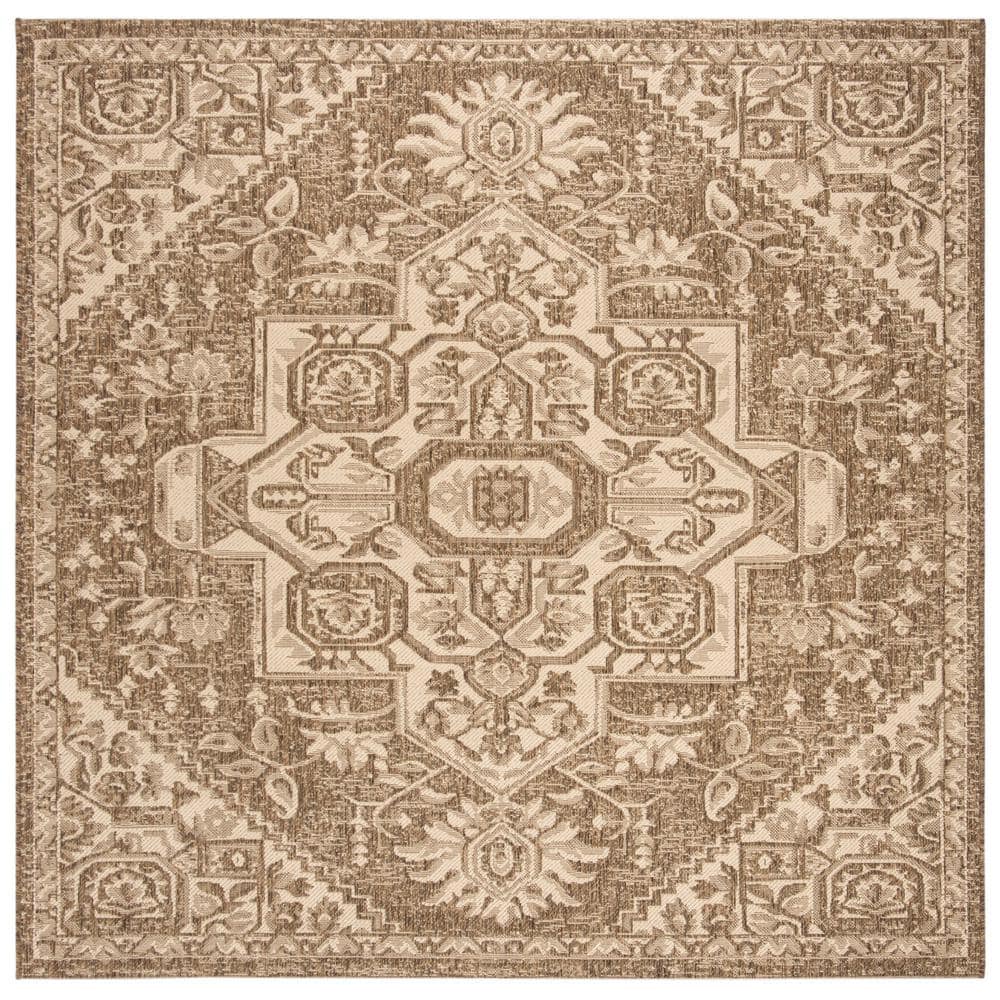 SAFAVIEH Linden Cream/Beige 4 ft. x 4 ft. Ornate Medallion Indoor ...