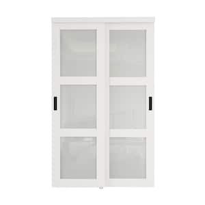 ARK DESIGN 120 in. x 82 in. 3-Lite Frosted Glass White Finished MDF ...