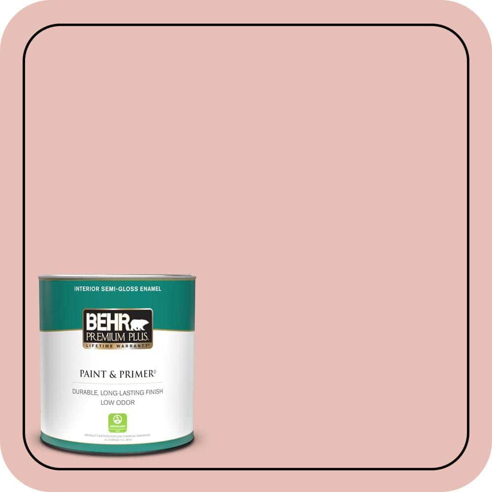 BEHR PREMIUM PLUS 1 qt. #T18-01 Positively Pink Semi-Gloss Enamel Low ...