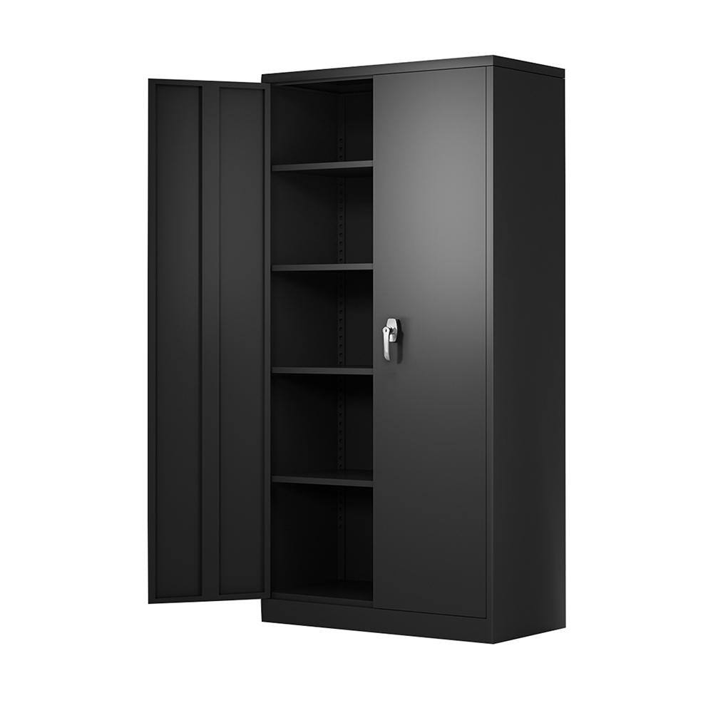 Buy 72 in. Tall Black Metal Storage Cabinet with 2-Doors and 4-Shelves ...