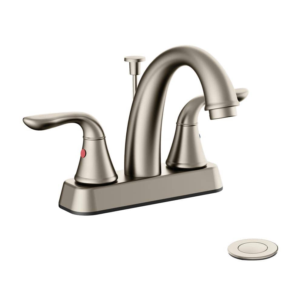 Glacier Bay Ivie 4 in. Centerset 2-Handle Bathroom Faucet in Brushed ...