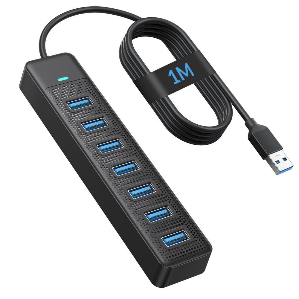 Lukyamzn 7 Port USB 3.0 Hub Multiport Adapter Splitter with 3.3 ft. Cable for PC Compatible with ...