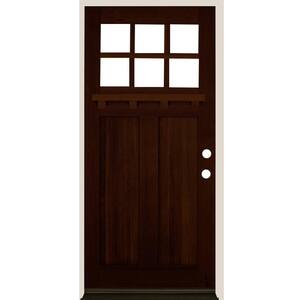 Krosswood Doors 36 in. x 80 in. 6-LIte Craftsman Left Hand Clear Stain ...