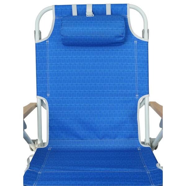 13 in. H 2-Pieces Blue Aluminium Folding 5-Position Backpack Beach ...