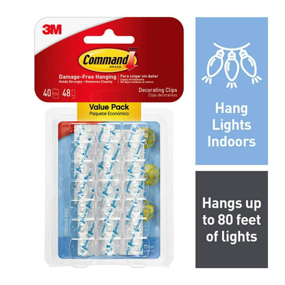 Command Clear Decorating Clips Value Pack (40 Hooks, 48 Strips ...