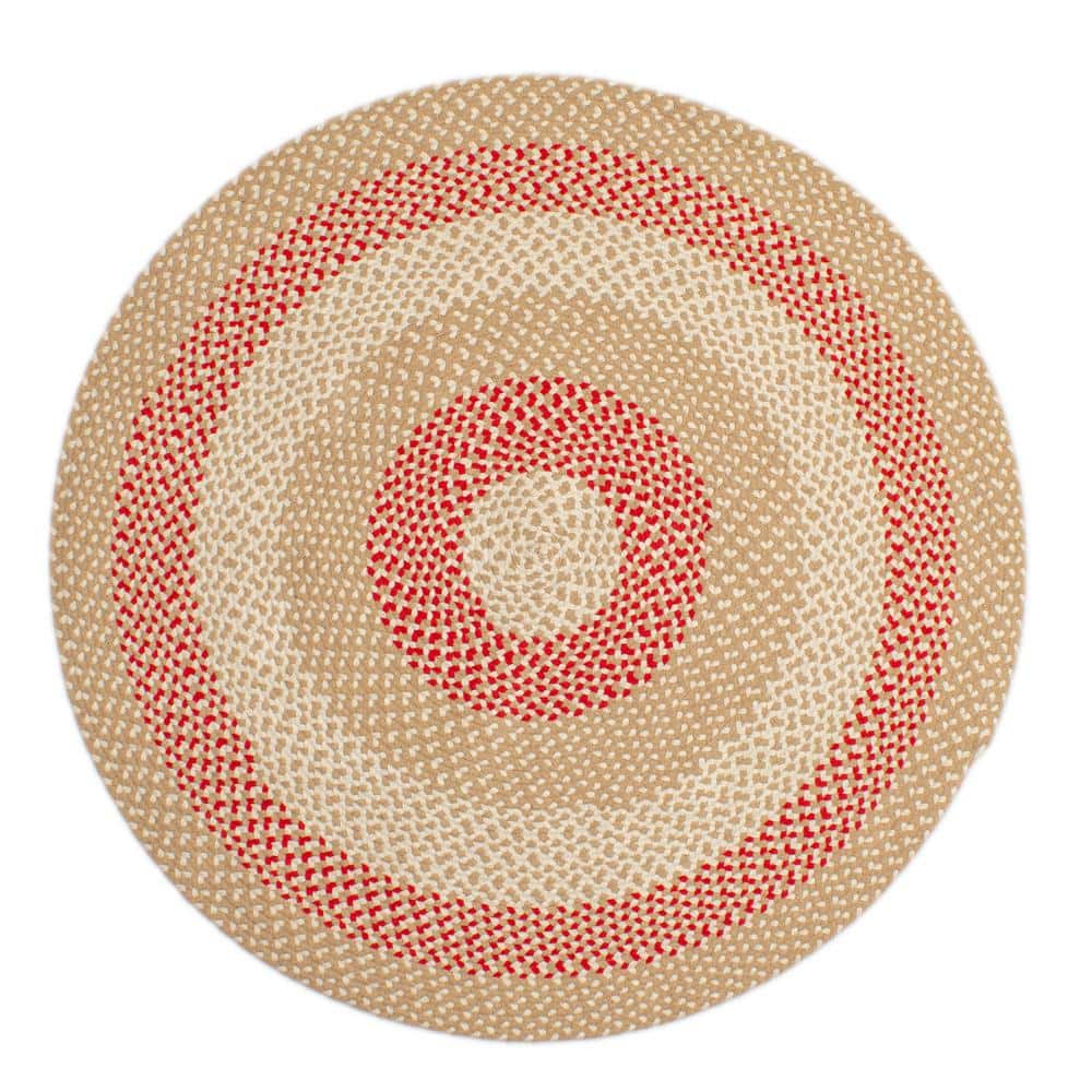 Super Area Rugs Plymouth Beige Round 4 ft. Geometric Farmhouse Area Rug ...