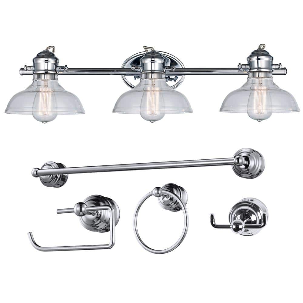 Bel Air Lighting 29.25 in. 3-Light Polished Chrome Bathroom Vanity ...