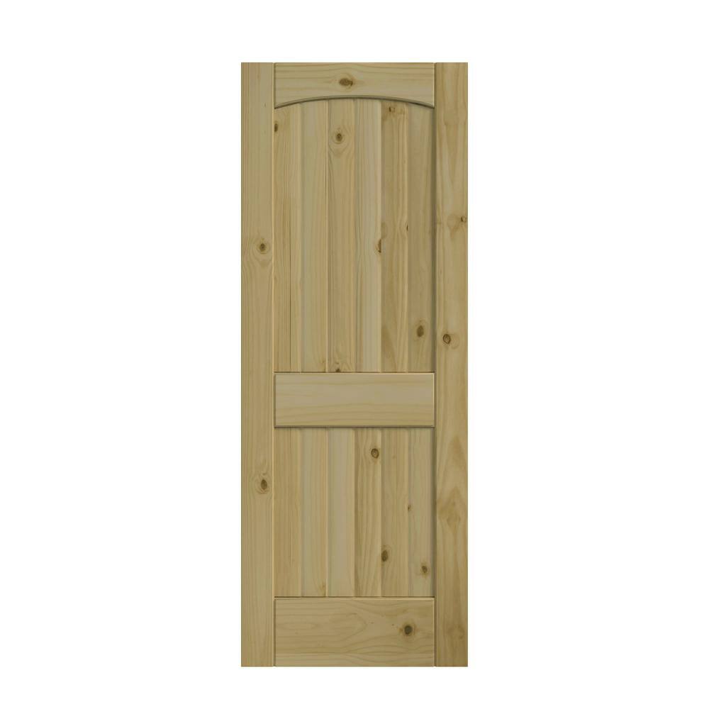 eightdoors 30 in. x 80 in. x 1-3/8 in. 2-Panel Arch Top V-Groove Knotty ...