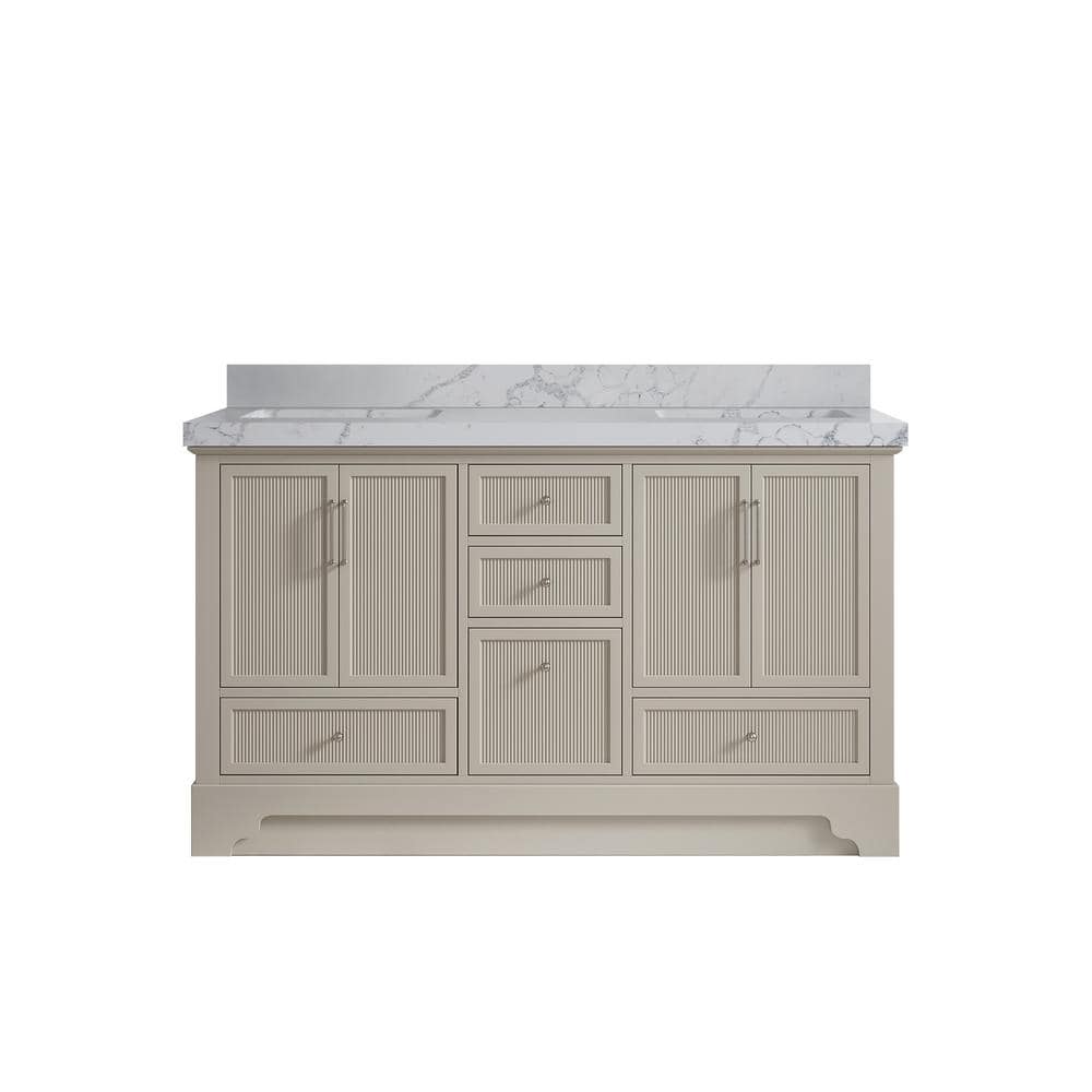 Willow Collections Alys 60 in. W x 22 in. D x 36 in. H Double Sink Bath ...
